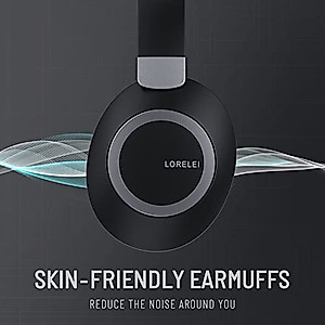 LORELEI B-C6 Wireless Over Ear Headphones, 50H Playtime Foldable Lightweight Bluetooth Headsets, Deep Bass, Built-in Microphone, Memory Foam Earmuff, for Travel, Home Office(Space Black)