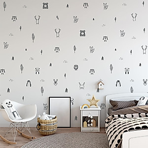 Baby RyRo London Stylish Animal Wall Decals - Charming Jungle Nursery Decor, Nordic Style Safari Wall Decals for Baby Room Decor, Black & White Jungle Wall Decals, Peel and Stick.