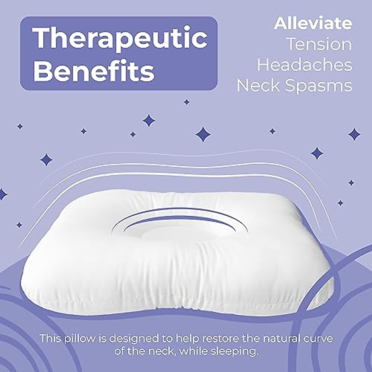 Jestik Oval Center Cervical Pillows: Neck & Cervical Orthopedic Pillows for Back and Side Sleepers - Posture Pillow with Ergonomic Oval Center for Shoulder, Back, and Neck Pain Relief (Petite)