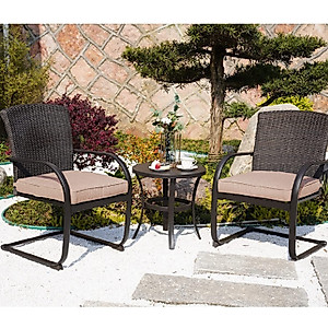 Grand patio 2 Piece Outdoor Wicker Dining Chairs, Spring Patio Furniture Dining Chairs Set of 2 with Cushions for Garden Pool Backyard Lawn, Beige