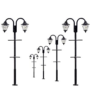 LYM59 5pcs Model Railway Street Lgiht Lamppost Lamp HO Scale 65mm or 2.56inch Two-Heads LEDs