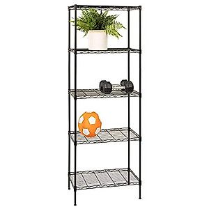 5-Wire Shelving Unit Steel Large Metal Shelf Organizer Garage Storage Shelves Heavy Duty NSF Commercial Grade Utility Storage Metal Layer Rack for Garage Kitchen Office 14"D x 24"W x 60"H,Black