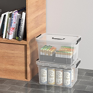 Parlynies 4-Pack 10 L Plastic Latching Box with Handle, Clear Storage Containers Box for Organizing