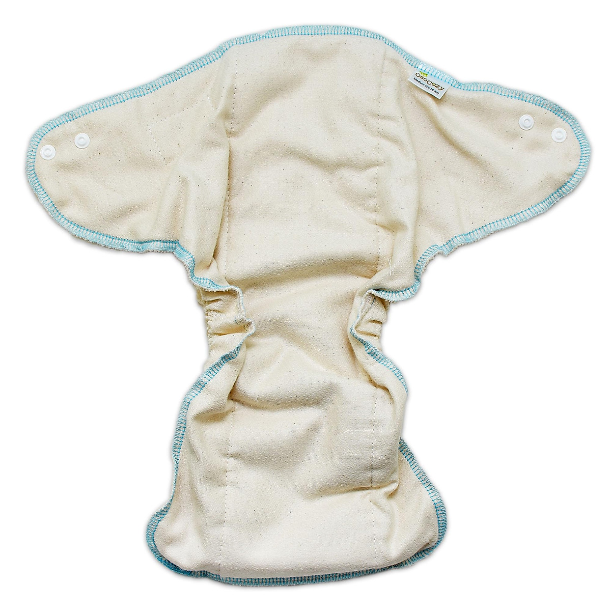 Osocozy Fitted Organic Diaper, 100% GOTS Certified Organic Cotton Birdseye Weave Fabric. Soft and Absorbent. Easy Snap Closures. Sewn in The USA. (Size: Small 7-13 Lbs)