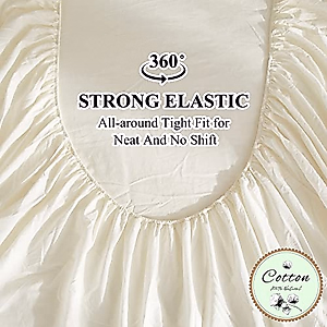 LifeTB Cream White Microfiber Duvet Cover Set Full Queen / 4 Piece Cream White Cooling Sheets Set Queen (1 Duvet Cover, 2 Pillowcases / 1 Flat Sheet, 1 Fitted Sheet, 2 Pillowcases)