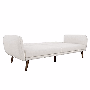 Novogratz Brittany Sofa Futon, Premium Linen Upholstery and Wooden Legs, Grey Linen