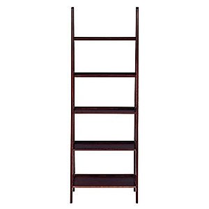 Linon Archdale Wood Ladder Bookshelf in Espresso
