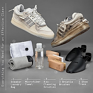 Reshoevn8r Shoe Cleaner Sneakers Kit, Signature Kit - Sneaker Cleaner for Suede Canvas Leather Mesh Knit Nubuck Shoes - 4oz Cleaning Solution & Conditioner, 2 Shoe Trees, 3 Brushes & Microfiber Towel