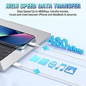 iPhone Fast Charging Cable [Apple MFi Certified] 2-Pack 3FT Lightning to USB Cable iPhone Charger Cord Compatible with iPhone 14 13 12 11 Pro Max XR XS X 8 7 6 Plus SE iPad and More Lightning Cable