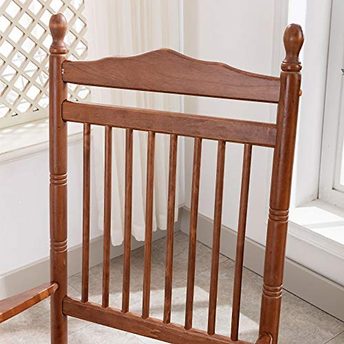 BplusZ Wooden Rocking Chair Outdoor Patio Porch Rocker Furniture Bedroom Living Room Indoor Adults Brown