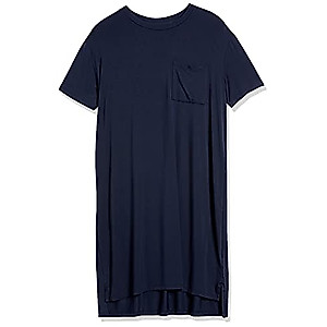 Amazon Essentials Women's Jersey Oversized-Fit Short-Sleeve Pocket T-Shirt Dress (Previously Daily Ritual), Navy, Small