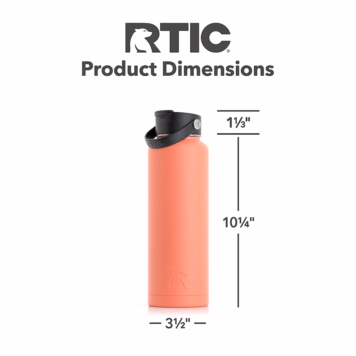 RTIC 40 oz Vacuum Insulated Bottle, Metal Stainless Steel Double Wall Insulation, BPA Free Reusable, Leak-Proof Thermos Flask for Water, Hot and Cold Drinks, Travel, Sports, Camping, Coral