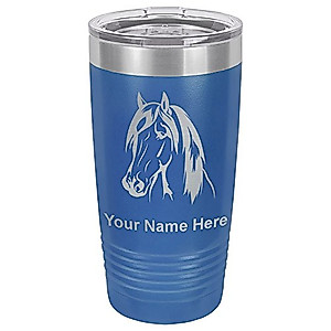 LaserGram 20oz Vacuum Insulated Tumbler Mug, Horse Head 1, Personalized Engraving Included (Dark Blue)