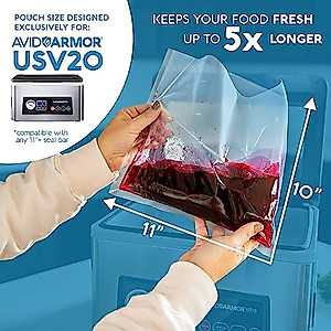 Avid Armor – Chamber Machine Pouches 4mil, Pre-Cut Chamber Vacuum Sealer Bags, Heavy Duty Seal Pouch, BPA-Free Chamber Sealer, 11x10, Pack of 250 Vacuum Chamber Pouches