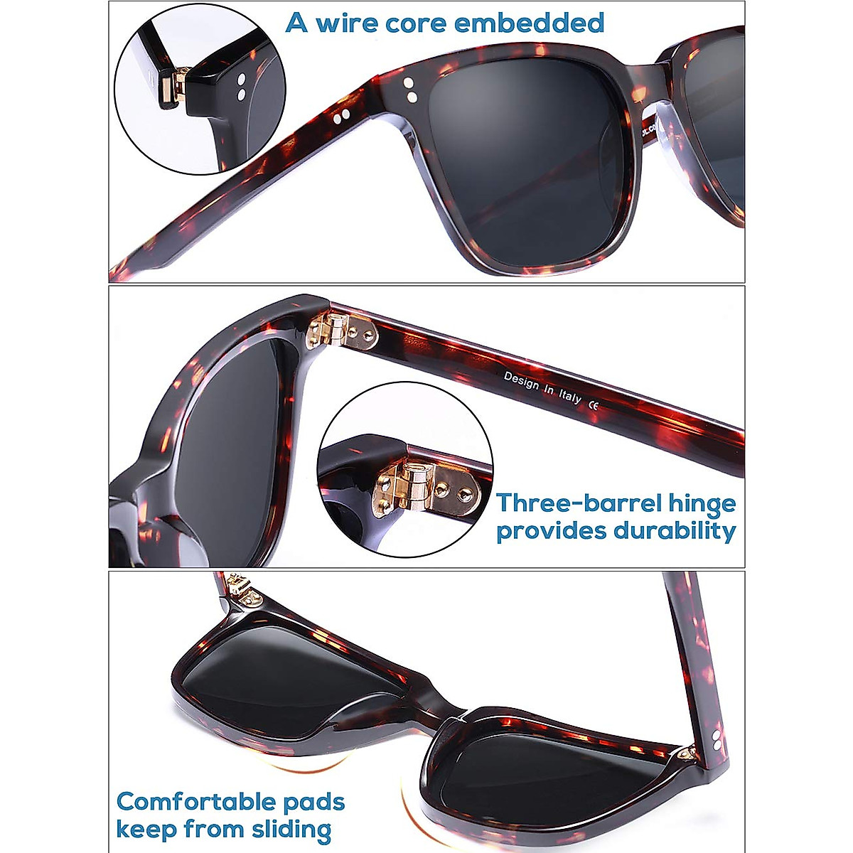 CARFIA Acetate Polarized Sunglasses for Women Small Face - AntiGlare UV400 Protection CA5354