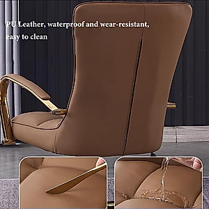 Home Office Chair White, Mid-Back Desk Chairs, Rolling Task Chairs with Wheels, Computer Chair Ergonomic Leather Soft Executive Swivel Arm Chair with Gold Frame (Color : /Gray)