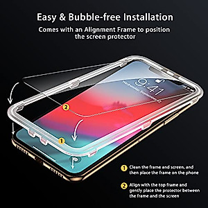 UNBREAKcable Screen Protector for iPhone X/iPhone Xs/iPhone 11 Pro, Double Shatterproof Tempered Glass [Easy Installation Frame] [9H Hardness] [HD Clear] [Case Friendly] for iPhone 5.8 inch - 2 Pack