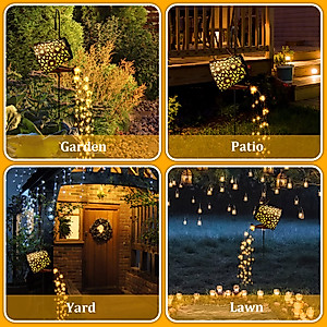 Watering Can with Lights Star Shower Watering Can Solar Twinkle Lights Waterproof Outdoor Decor LED Fairy Lights for Garden Yard Outdoor Lawn Patio Party Decorations Path Lights (Floral Style)