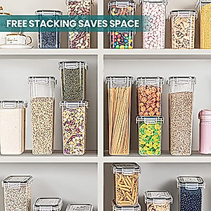[24 Pack] Airtight Food Storage Containers with Lids for Kitchen & Pantry Organization, BPA Free Plastic Dry Food Canisters Set for Snacks, Cereal, Flour, Sugar - Free Labels Marker & Spoon Set