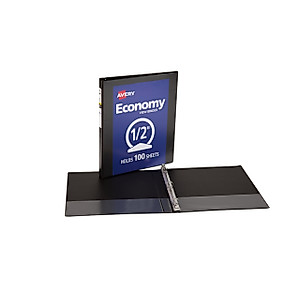 Avery Economy View 3 Ring Binder, 0.5" Round Rings, 1 Black Binder (05705)