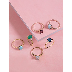 YoTreasure 1.32 Ct Amethyst Pink Sapphire Solid 10k Rose Gold Ring