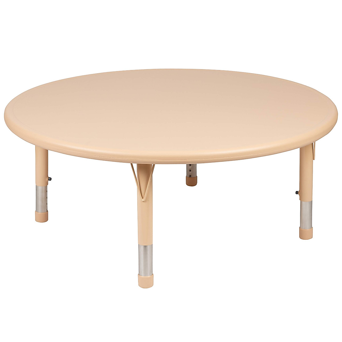 EMMA + OLIVER 45" Round Natural Plastic Height Adjustable Activity Table Set with 2 Chairs