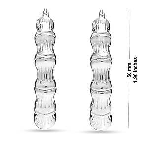 LeCalla Personalized Bamboo Earrings with Name Customized 925 Sterling Silver Bamboo Name Hoop Earrings for Women