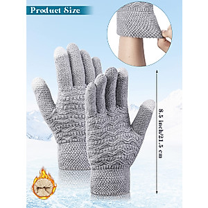KUTTOR 4 Pairs Women Winter Plush Knit Gloves Knit Warm Wool Fleece Plush Touch Screen Gloves with Jacquard Design
