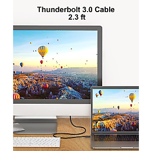 SHENGWEI Thunderbolt 3 Cable 2.3 ft, USB C Cable Supports 40Gbps Date Transfer 100W Charging(20V 5A) Single 5K@60Hz Monitor, Ideal for Type-C MacBook, Dell, Apollo, Pixel, Docking, Hub and More