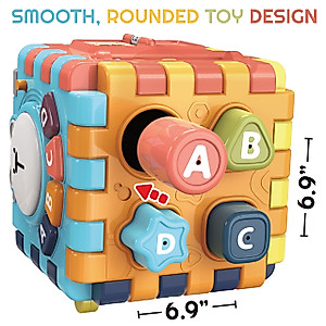 Baby Activity Cube with Lights and Music 6 in 1 Interactive Shapes, Letters, and Colors, Early Learning and Educational Toys for 1, 2 Years Old Multipurpose Educational, Toddler, First Birthday Gift