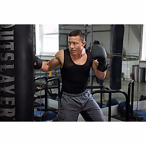 Esteem Apparel Original Men's Chest Compression Shirt to Hide Gynecomastia Slimming Shapewear (Black, Medium)