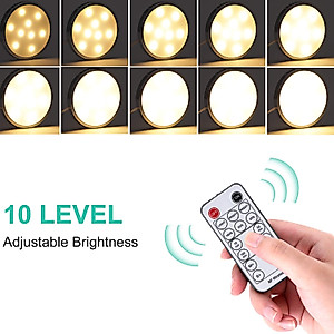 LED Dimmable Under Cabinet Lighting Kit,12V 6 Pack Wired Puck Lights with Remote Control, Plug in Under Counter Lighting Fixtures for Kitchen,Bookcase,Showcase,Shelf (Warm White)