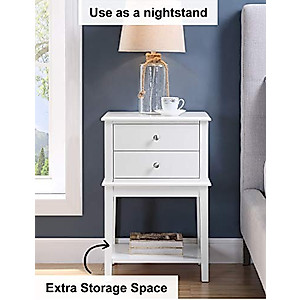 WOODEEM White Nightstand with Drawers Tall 28", Modern Large End Table Living Room, Wooden Bed Side Tables for Bedrooms