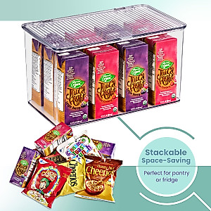 Sorbus Durable Plastic Storage Bins with Lids- Stackable Refrigerator Organizer Bins- MultiPurpose & Versatile- Lightweight Pantry Organizer- Cabinet Organizers and Storage for Kitchen- 3 Pack (L,M,S)