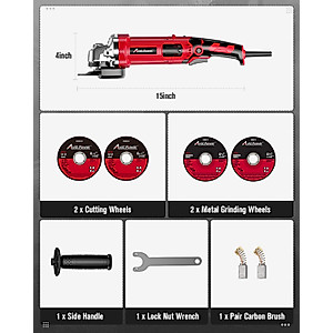 AVID POWER Angle Grinder 4-1/2 Inch 8.0 Amp 1000W Electric Grinder Tool 7-Variable-Speed Metal Grinder, 11,500 RPM, Paddle Switch with Lock-on Button, Cutting & Grinding Wheels and Side Handle