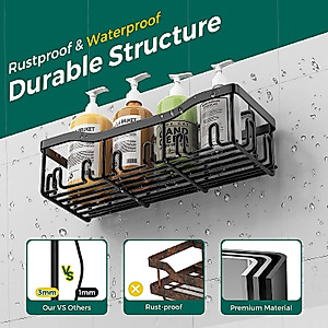 Shower Caddy Adhesive Shower Organizer for Bathroom Storage Organization, 5 Pack Shower Shelves No Drilling, Rustproof Stainless Steel Home & Kitchen Decor, Wall Hanging, RV Accessories, Black