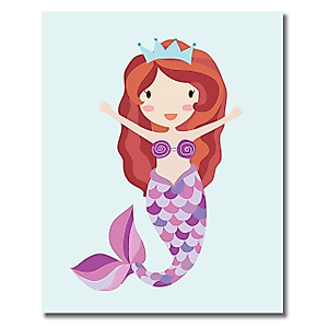 Mermaid Wall Art Prints (8 inches x 10 inches, Blue)