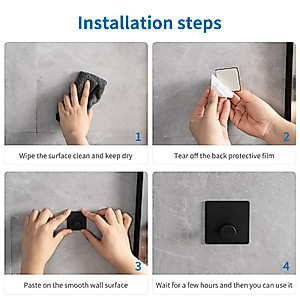 CasaZentro Adhesive Hooks - 5 Pack Towel Hooks for Bathroom, Matte Black Shower Hooks for Hanging Robes Coat, Wall Hooks Stick on Kitchen, Stainless Steel