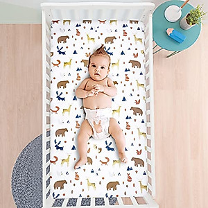 David's Kids 100% Cotton Fitted Crib Sheets, 2 Pack Ultra Soft Breathable Comfortable Baby Sheet Set for Boys Girls Neutral, 28x52 Inch Fits Standard Crib and Toddler Mattresses, Woodland Animals