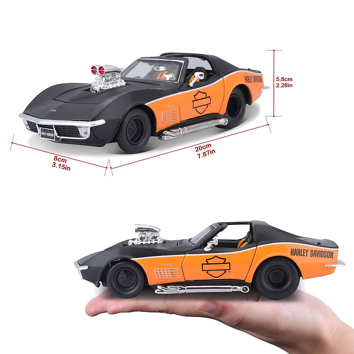 Maisto Harley-Davidson 1970 Chevy Corvette Diecast Vehicle (1:25 Scale)