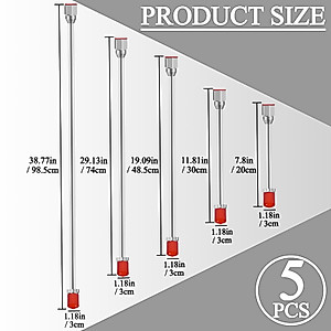 5 Pack Airless Paint Sprayer Tip Extension Pole Multi-Sizes Extension Rod,Airless Painting Spray Gun Tip Extension Pole Rod with Red Guard (7.8in+11.81in+19.09in+29.13in+38.77in)