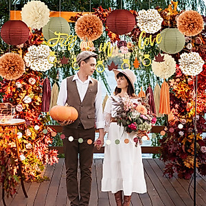 Fall in Love Bridal Shower Decorations Fall in Love Bachelorette Party Supplies for Fall Wedding Decor Bride to Be Thanksgving Decorations Engagement Party with Paper Pompoms Tassels and Lanterns