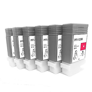 Primer Ink Compatible Canon PFI-120 PFI 120 Ink Cartridge Replacement for Canon imagePROGRAF iPF TM-Series TM-200 TM-300 TM-305 TM-205 (2 Matte Black, 1 Black, 1 Cyan, 1 Magenta, 1 Yellow, 6-Pack)