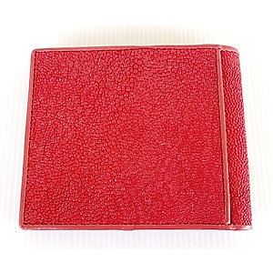 Julie Genuine Real Stingray Skin Leather Eye Man Bifold Shiny Red Wallet