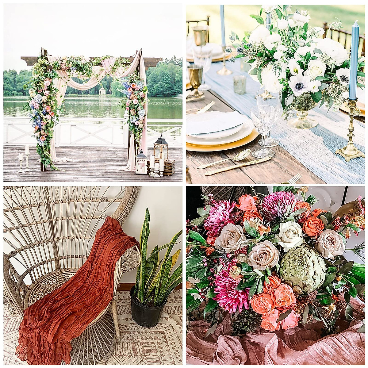 2 Pack Table Runners - RUCKAE Cheesecloth Table Runner 35x120 inch, Gauze Table Runner Cheese Cloth Table Runner for Wedding,Bridal Shower,Baby Shower,Bithday Party Table Decorations(Light Blue)