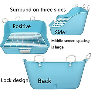 Hamiledyi Rabbit Litter Box, Small Animal Corner Potty Trainer, Bunny Toilet Pets Plastic Rectangle Cage Bedding Box Pet Pan with Chew Toys for Guinea Pigs Hamster Chinchilla Ferret