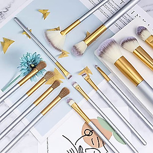Make up Brushes, VANDER 24pcs Premium Cosmetic Makeup Brush Set for Foundation Blending Blush Concealer Eye Shadow, Cruelty-Free Synthetic Fiber Bristles, Travel Makeup bag Included, Champagne