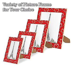 cfpolar Red Heart Wooden Picture Frames, 8x10 Photo Frames for Tabletop Desk Display Home Office Bedroom Living Room Decor, Ideal Gift to Family Friends