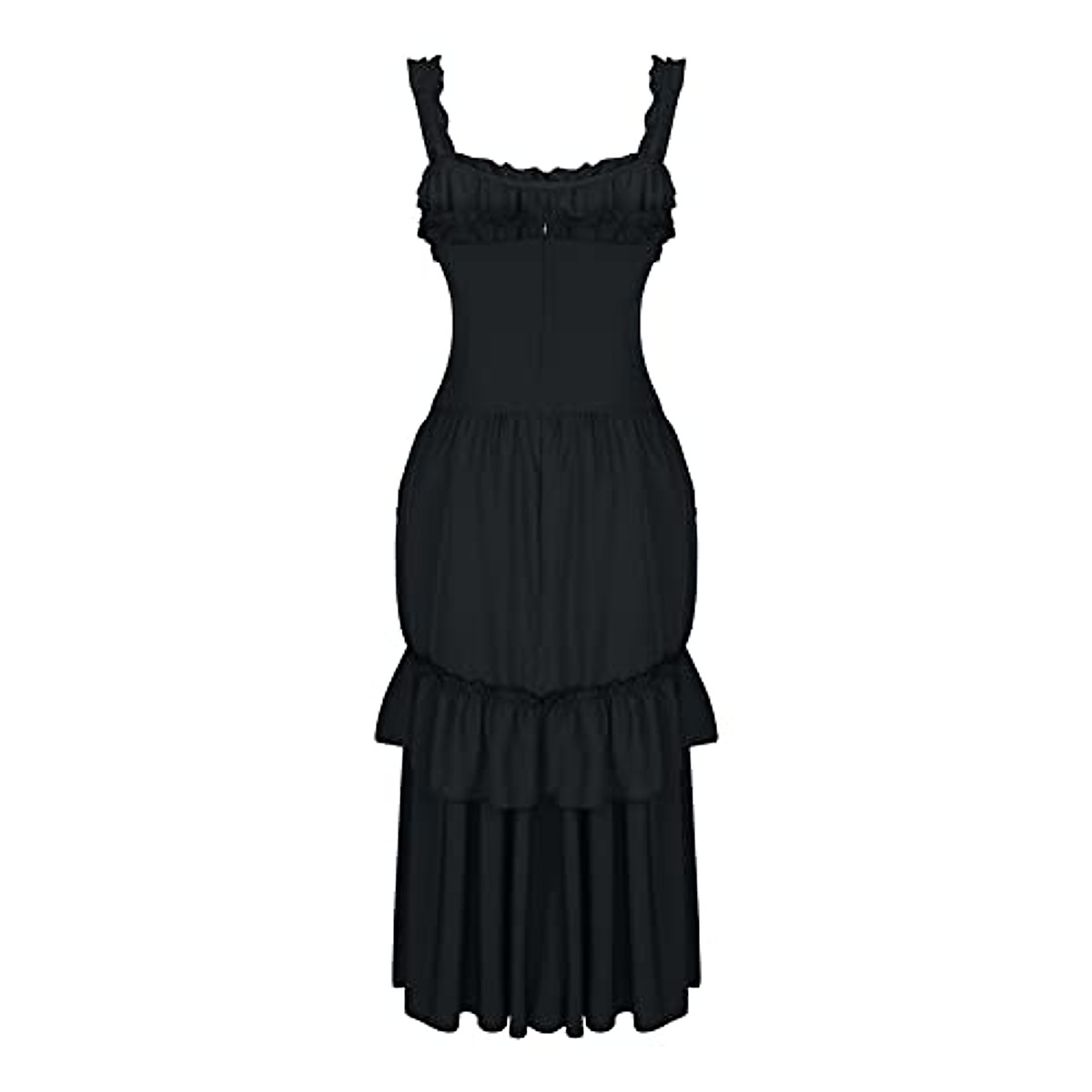 Goth Dress Prime Early Access Gothic Dresses for Women Ruffle Spaghetti Strap Punk Dress with Corset Maxi Prom Dress Tiered Cocktail Party Wear Black 5X