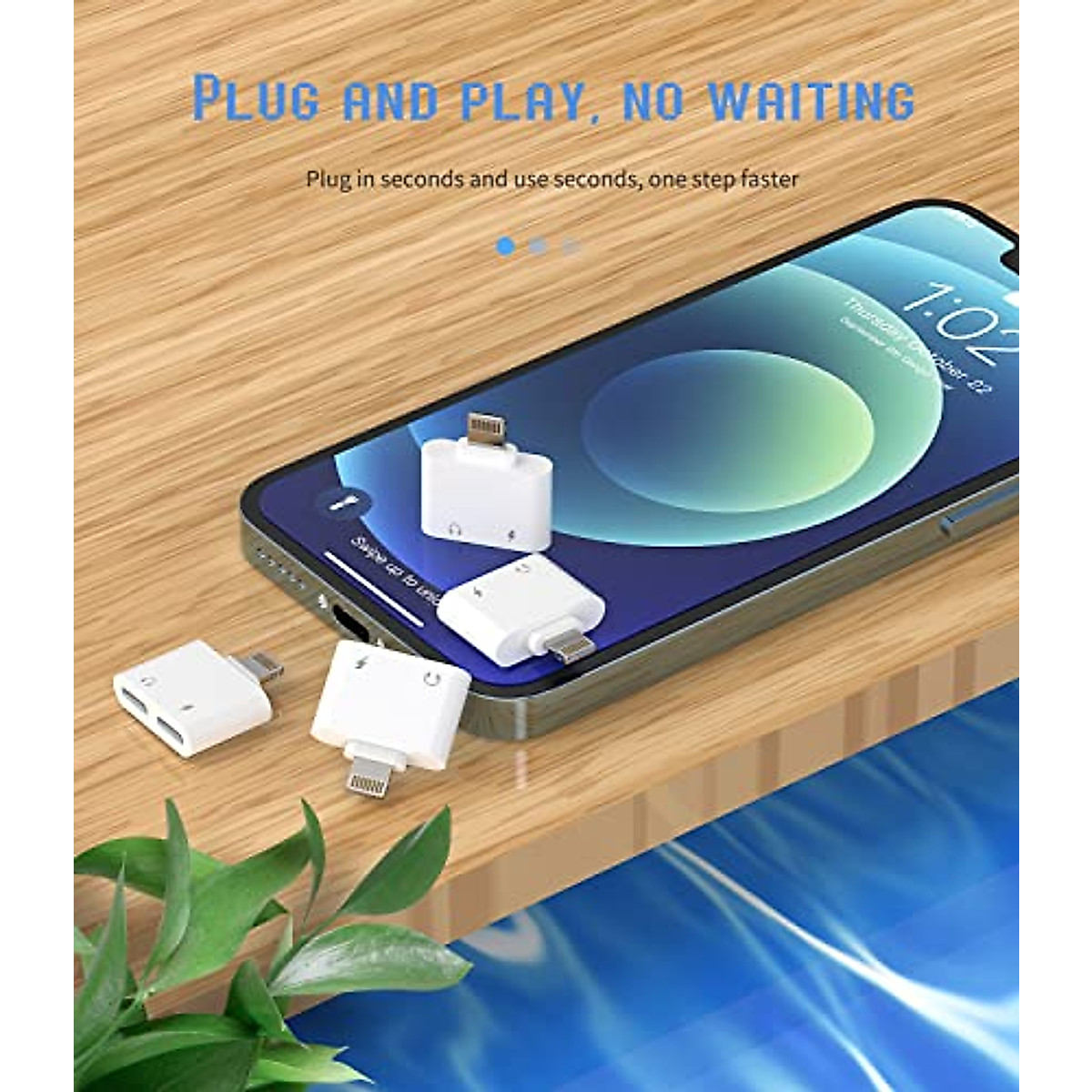 Iphone Dual Lightning Headphone Adapter(2pack)Audio Charge Dongle Jack Splitter 2in1 Charger AUX Music Earbud Adaptador Para Apple MFI Certified Compatible for 7 8Plus X 13 12 11 Pro Max Mini Xs Se Xr